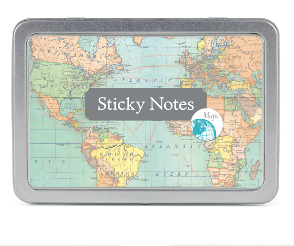 Vintage World Maps Sticky Note Set with Tin by Cavallini & Co | Beach ...